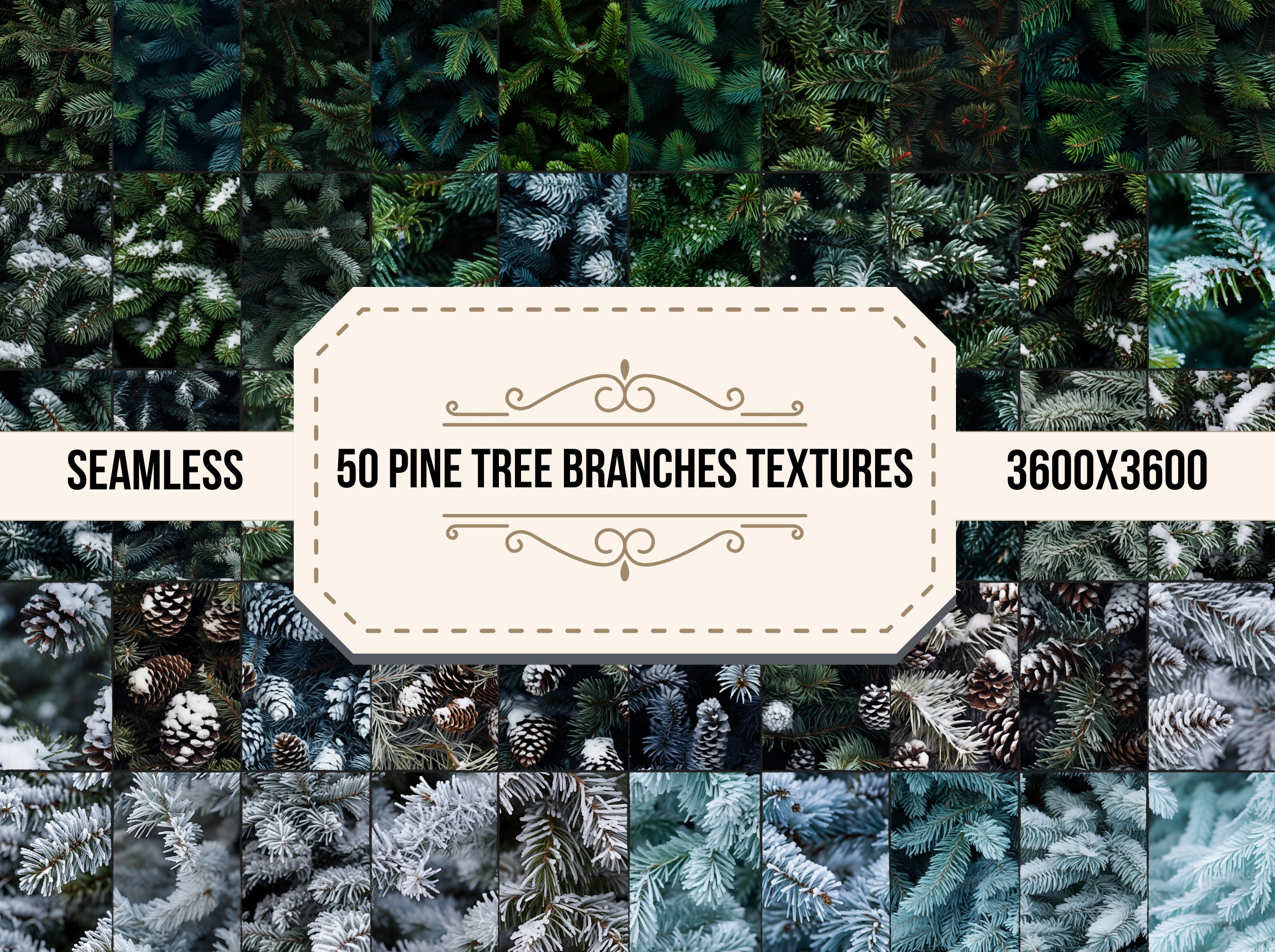 50 Pine Tree and Snow Textures Pack, Snowy Fir Digital Texture, Photo ...