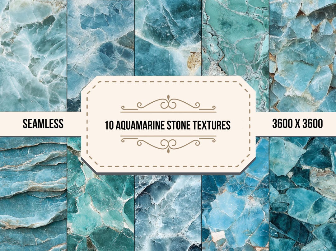 Aquamarine Crystal Textures, Seamless Gemstone Patterns, High ...