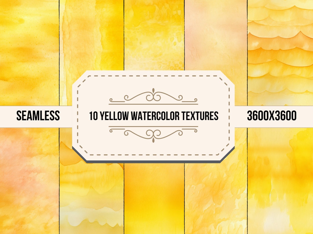 Yellow Watercolor Digital Textures, Watercolor Print Paper, Watercolor ...
