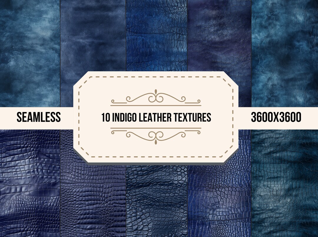 Indigo Leather Digital Paper Pack, Realistic Digital Leather Texture ...