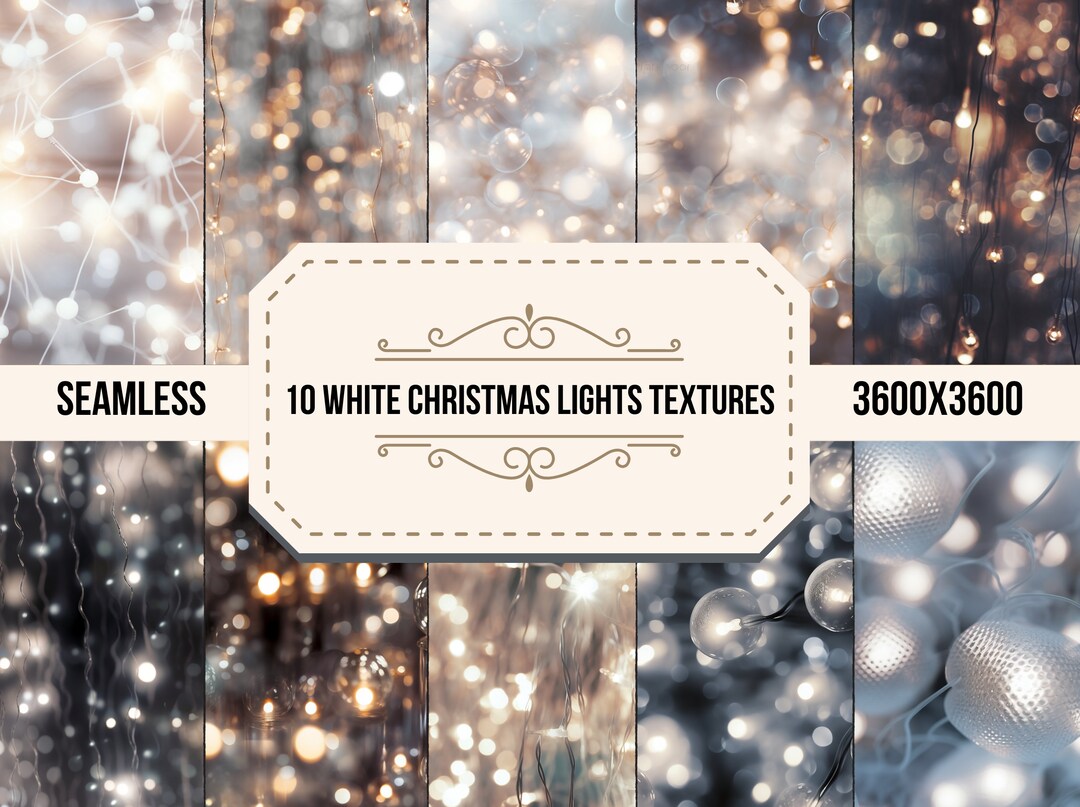 White Christmas Lights Textures Pack, Christmas Digital Texture ...