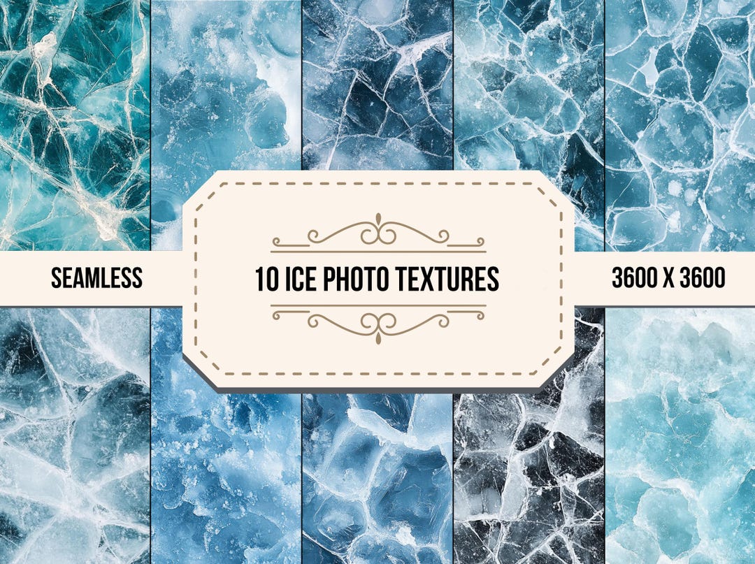 Ice Surface Texture Pack, Winter Seamless Pngs, Frozen Floe Digital ...