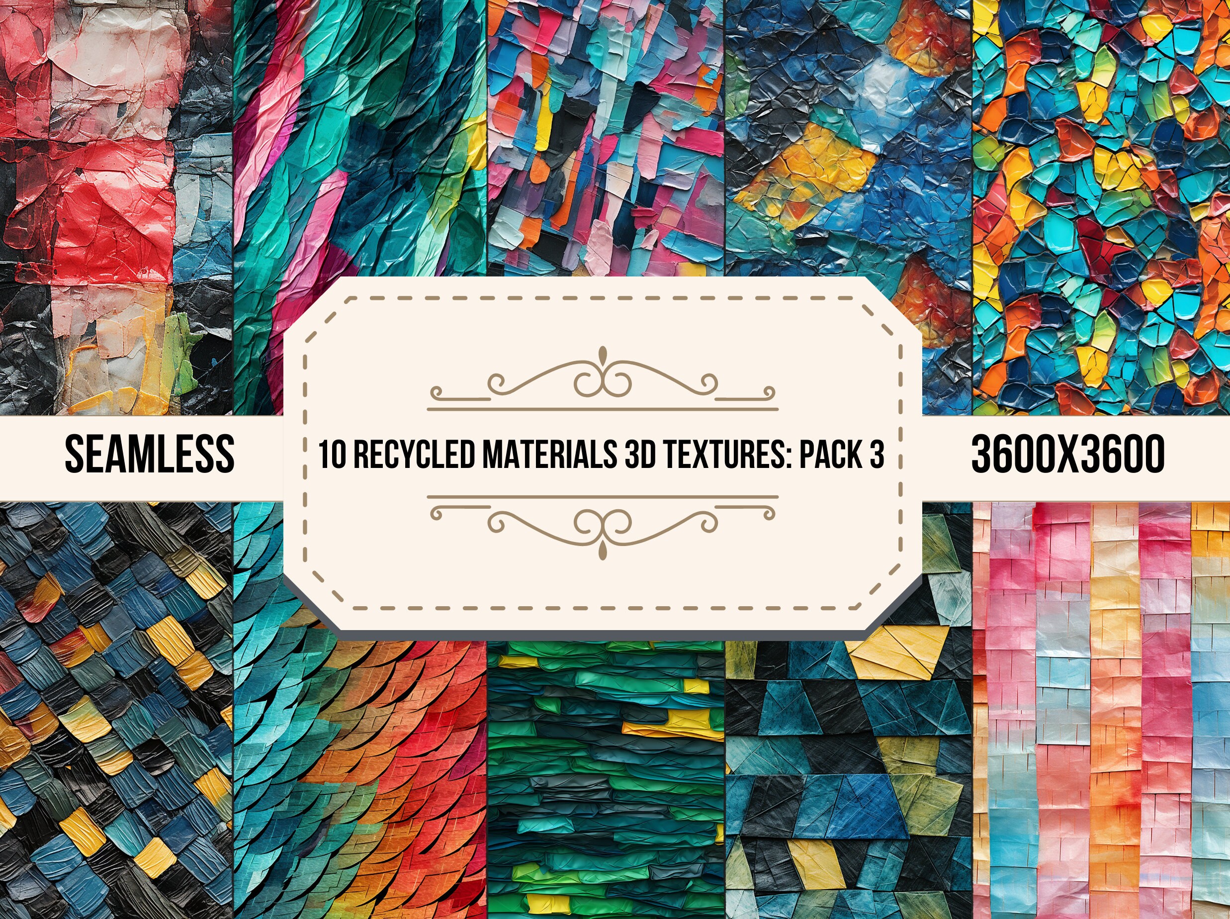 3d Recycled Materials Seamless Texture, Scrapbooking Paper, Printable ...