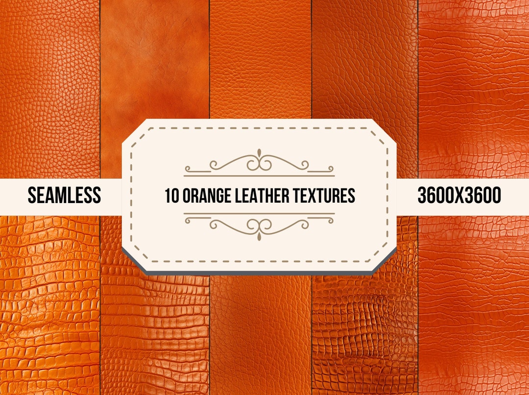 Bright Orange Leather Seamless Texture Pack Realistic Digital Patterns ...