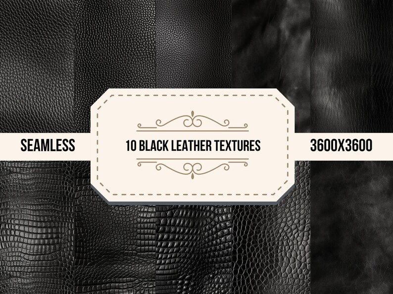 Black Leather Digital Paper Pack, Realistic Digital Leather Textures ...