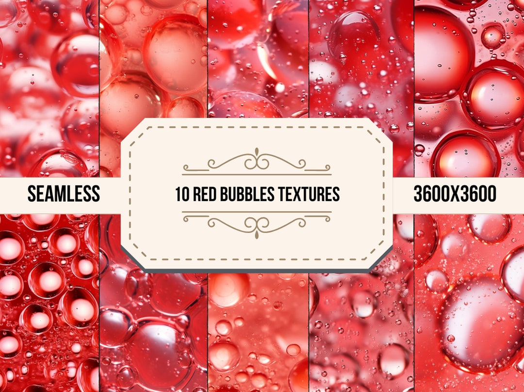 Red Bubbles Textures Digital Paper Pack, Air Bubbles Red Digital ...