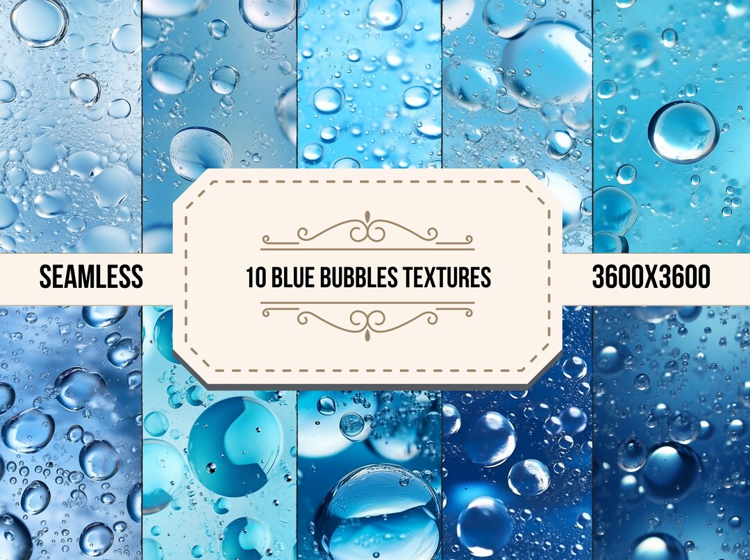 Blue Bubbles Textures Digital Paper Pack, Air Bubbles Blue Digital ...