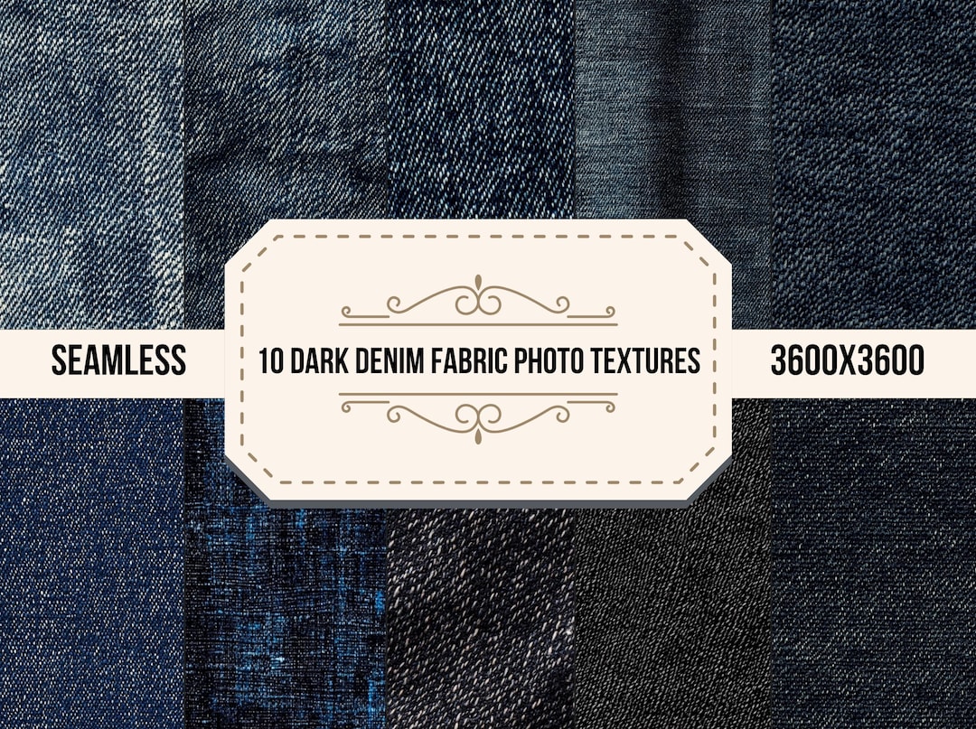 Wrinkled Denim Seamless Patterns Dark Wash Realistic Jeans Fabric ...