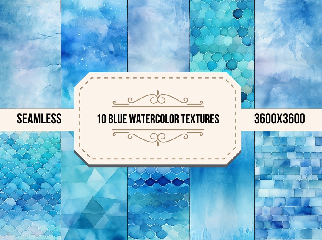 Blue Watercolor Digital Textures, Watercolor Paper, Watercolor Seamless ...