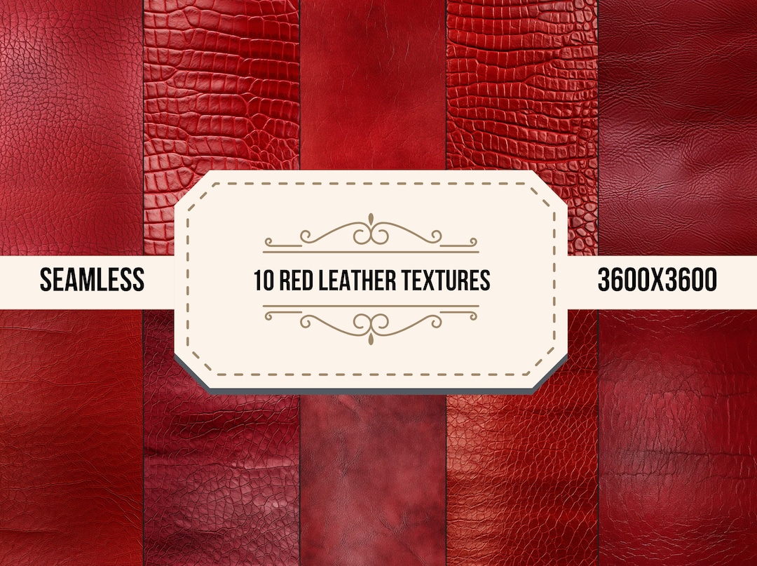 Red Leather Digital Paper Pack, Realistic Digital Leather Textures ...