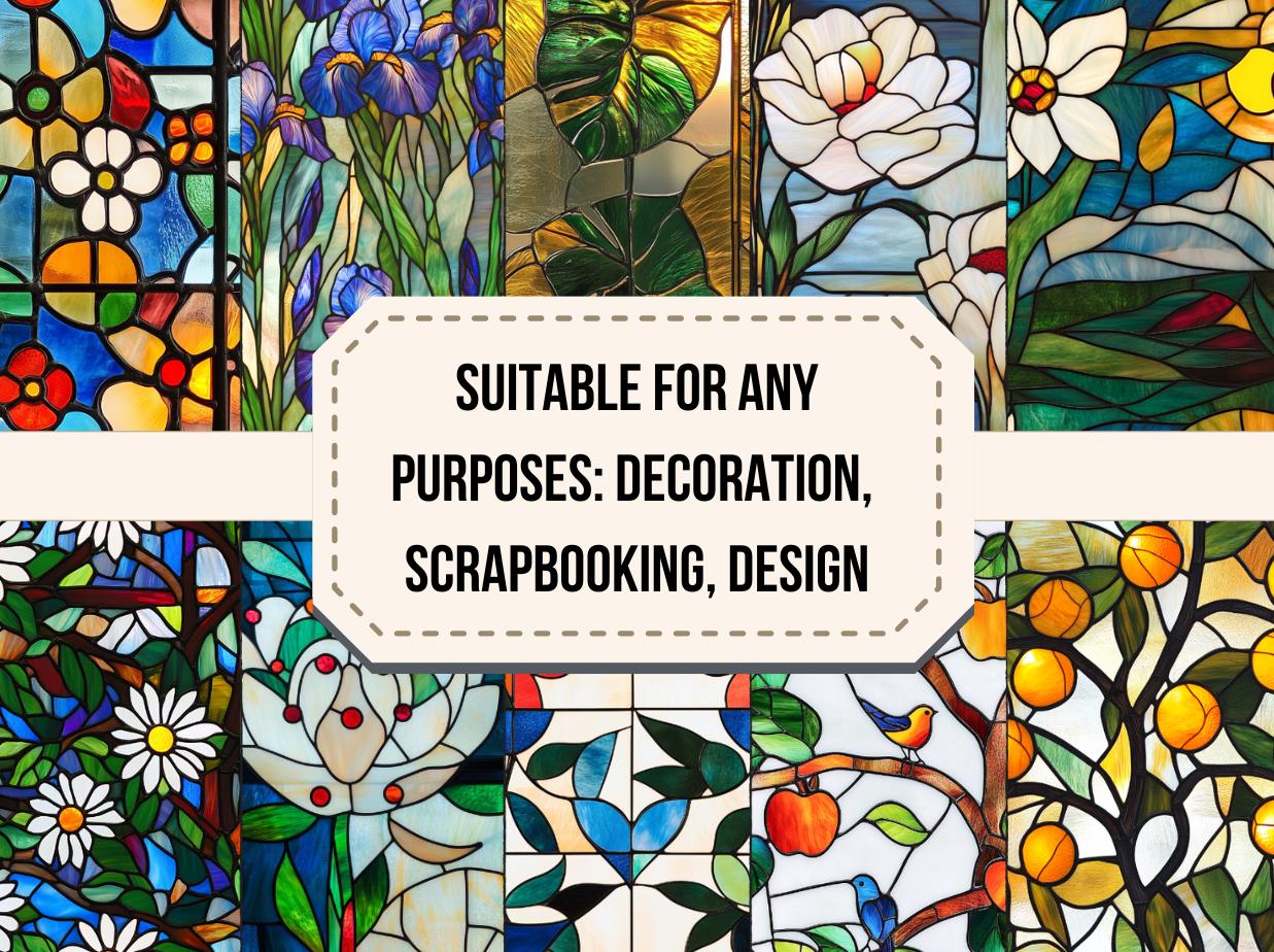 50 Stained Glass Photos PNG, Victorian Seamless Patterns, Colorful ...