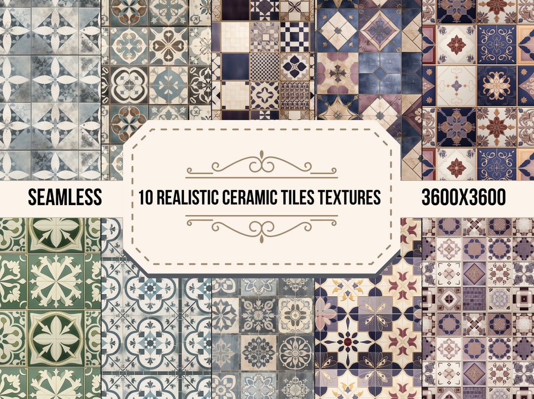 Realistic Ceramic Tile Patterns 5, Seamless Wallpaper Designs, Azulejo ...