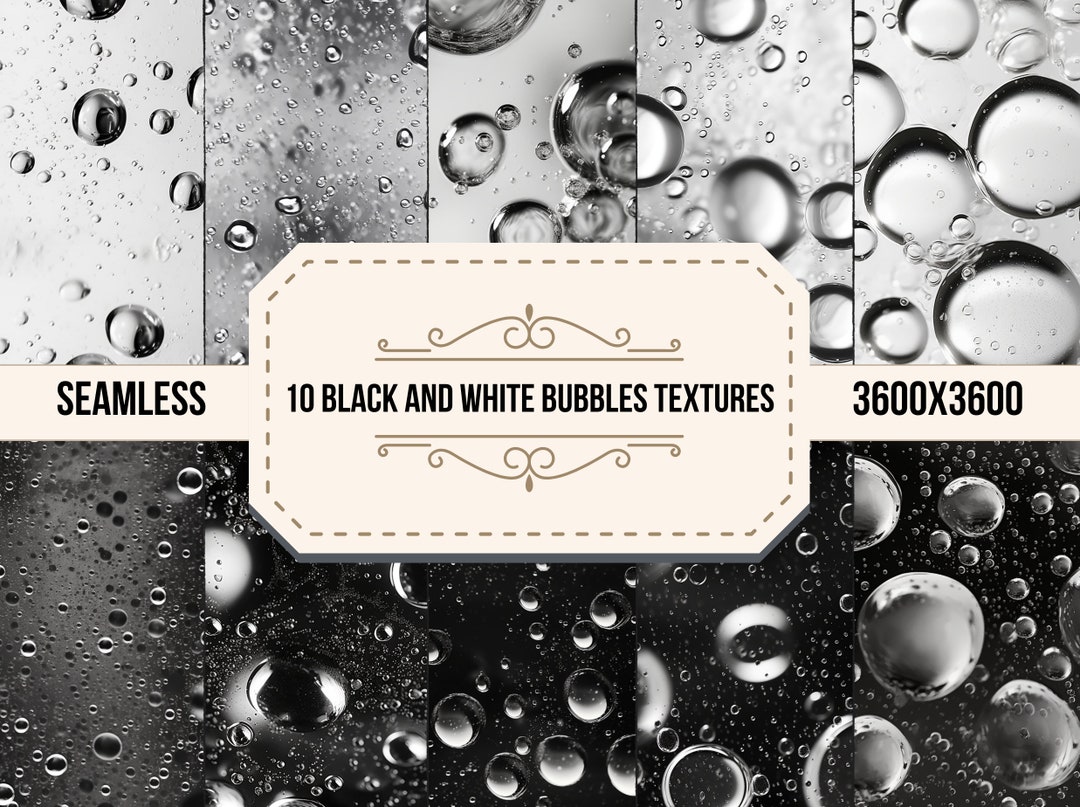 Black & White Bubbles Textures Digital Paper Pack, Air Bubbles Black ...