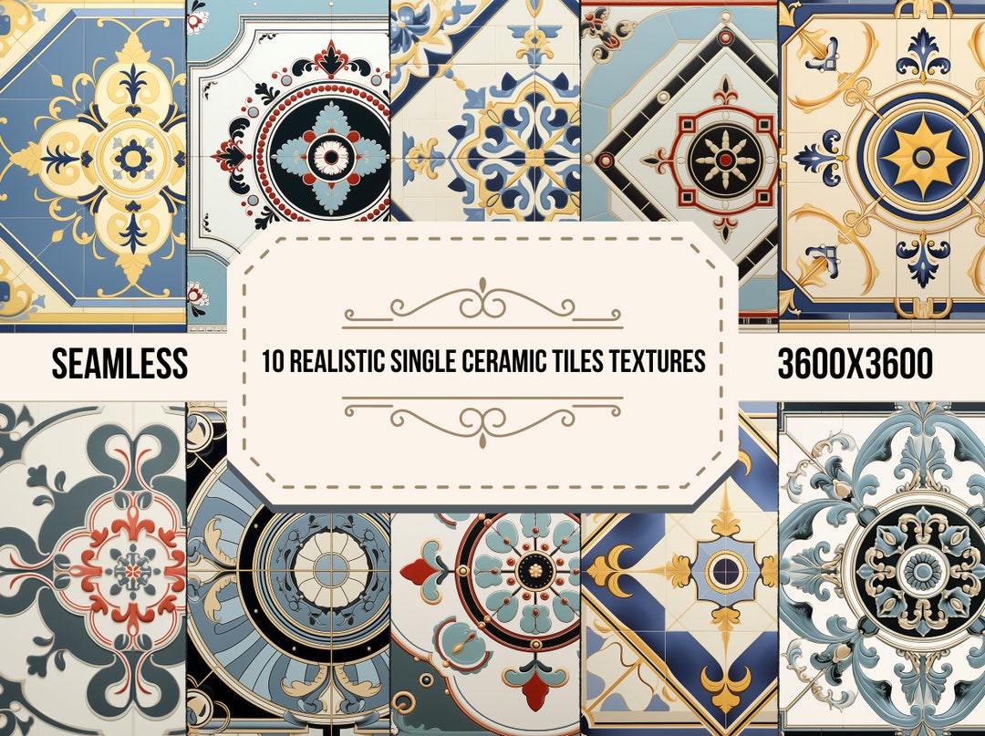 Realistic Single Ceramic Tiles Digital Textures 3, Seamless Ceramic ...