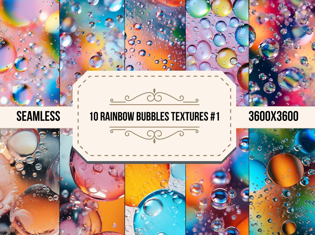 Rainbow Bubbles Textures Digital Paper Pack #1, Air Bubbles Colorful ...
