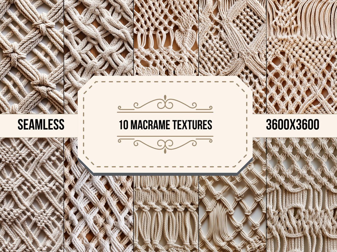 Macrame Photo Textures Digital Paper Pack, Crochet Digital Texture, 3d ...