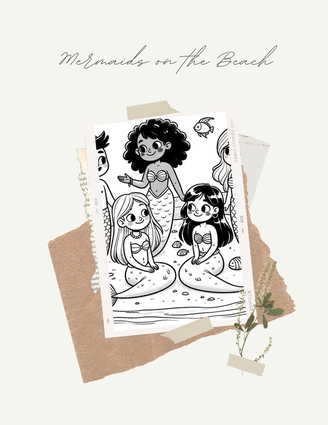 Mermaids on the Beach Coloring Page Mermaids Merman Kids Adults Ocean ...