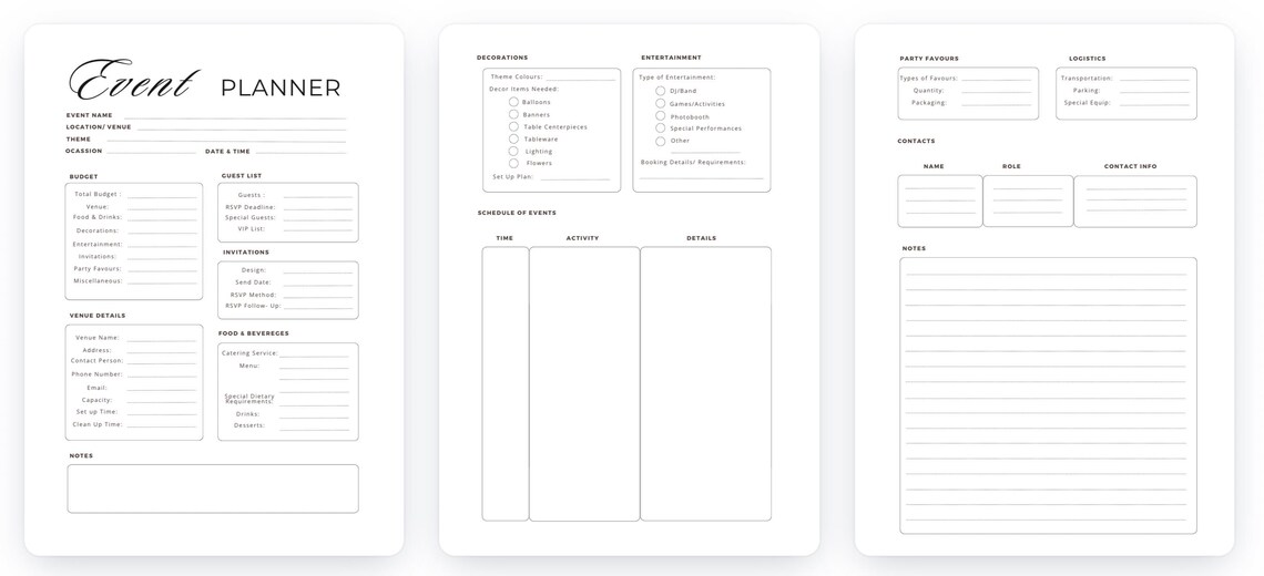 Minimalist Simple Event Planner - Etsy