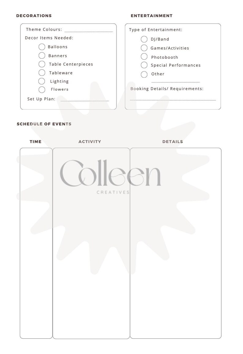 Minimalist Simple Event Planner - Etsy