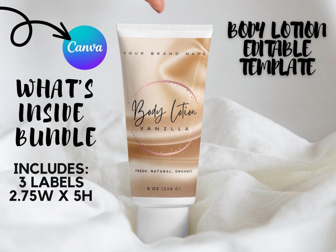 Editable Body Lotion Label Template, Printable Body Butter Labels for ...