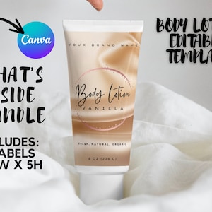 Editable Body Lotion Label Template, Printable Skincare Labels (canva ...
