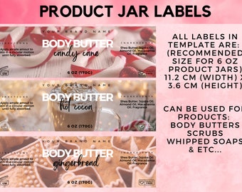 Printable Body Butter Labels Template, Editable in CANVA Holiday ...