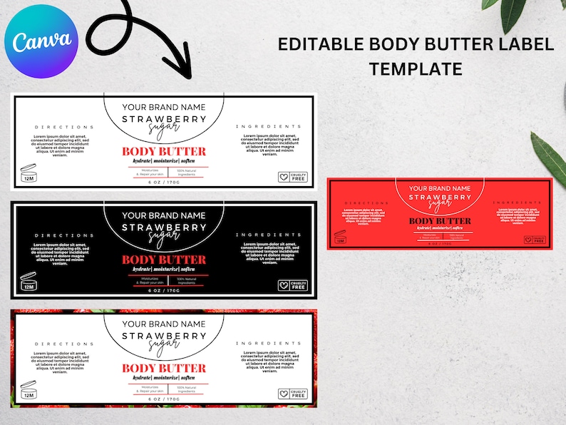Body Butter Label Template, Editable Skincare Product Label (canva) - Etsy
