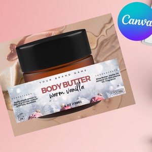 Printable Body Butter Labels Template, Holiday Product Jar Wrap ...