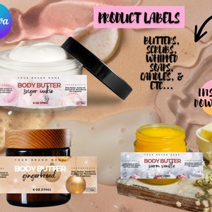 Printable Body Butter Labels Template, Holiday Product Jar Wrap ...