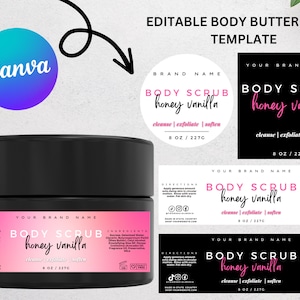 Body Scrub Editable Label Template, Printable Sugar Scrub Product Label ...