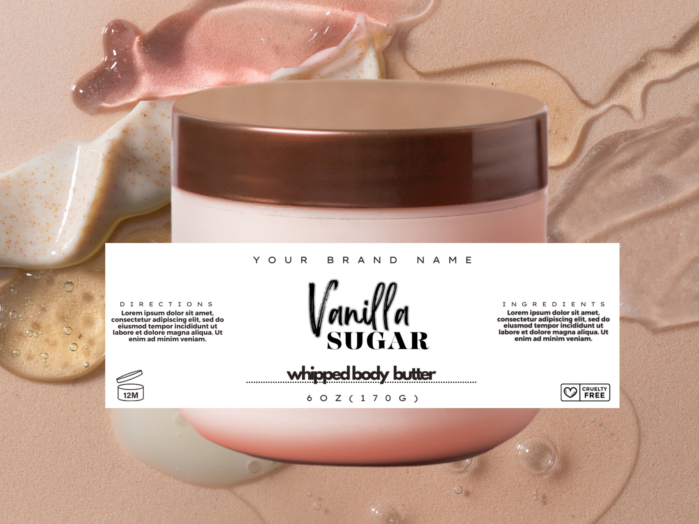 Body Butter Labels Template, Printable Product Label for Skincare ...