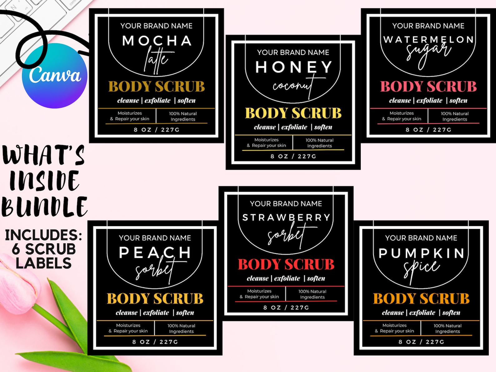 Body Scrub Label Editable Template, Printable Sugar Scrub Labels ...
