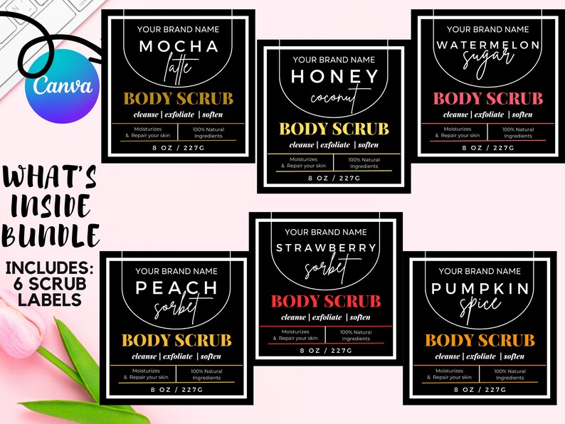 Body Scrub Label Editable Template, Printable Sugar Scrub Labels ...