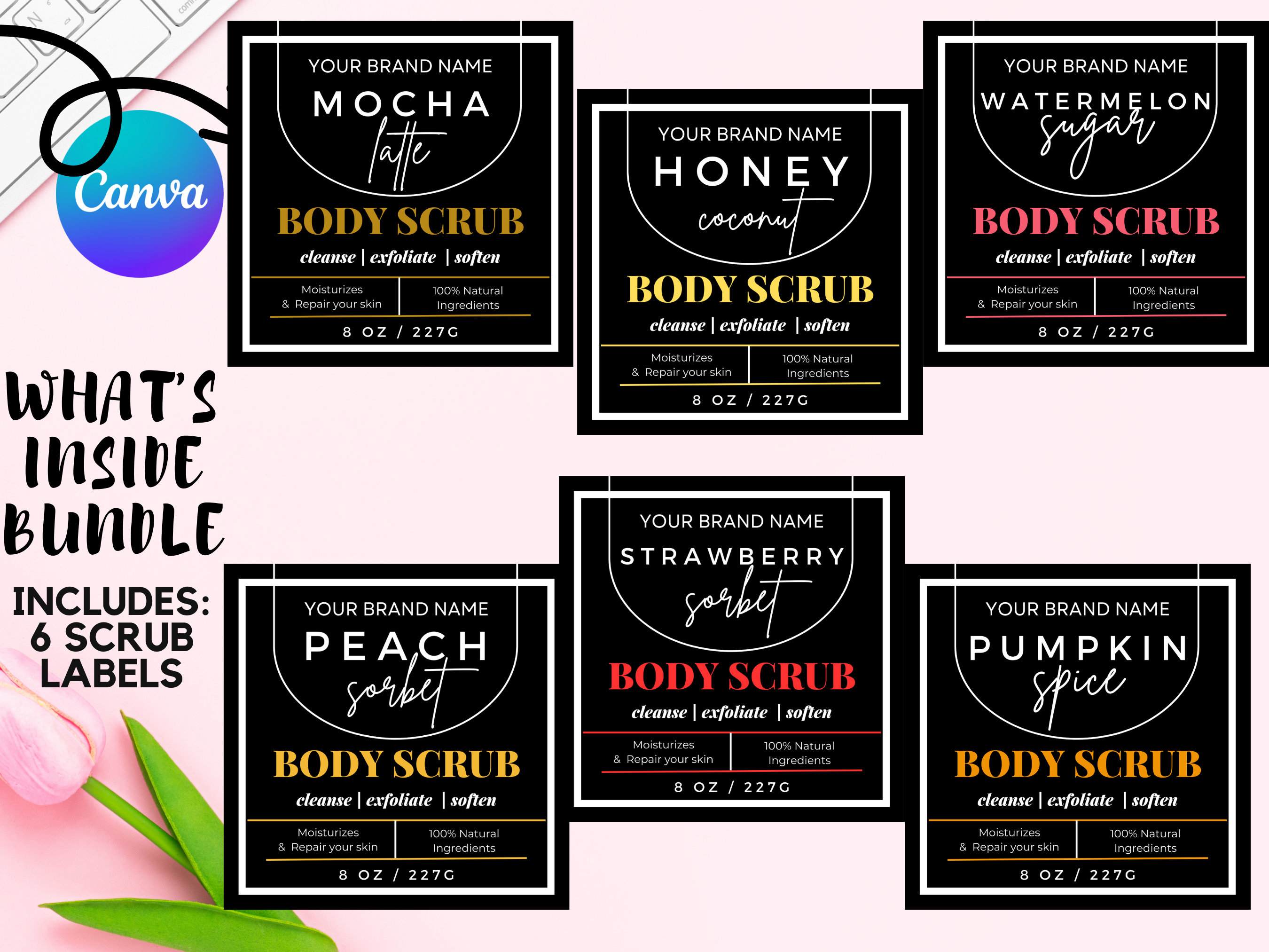 Body Scrub Label Editable Template, Printable Sugar Scrub Labels ...