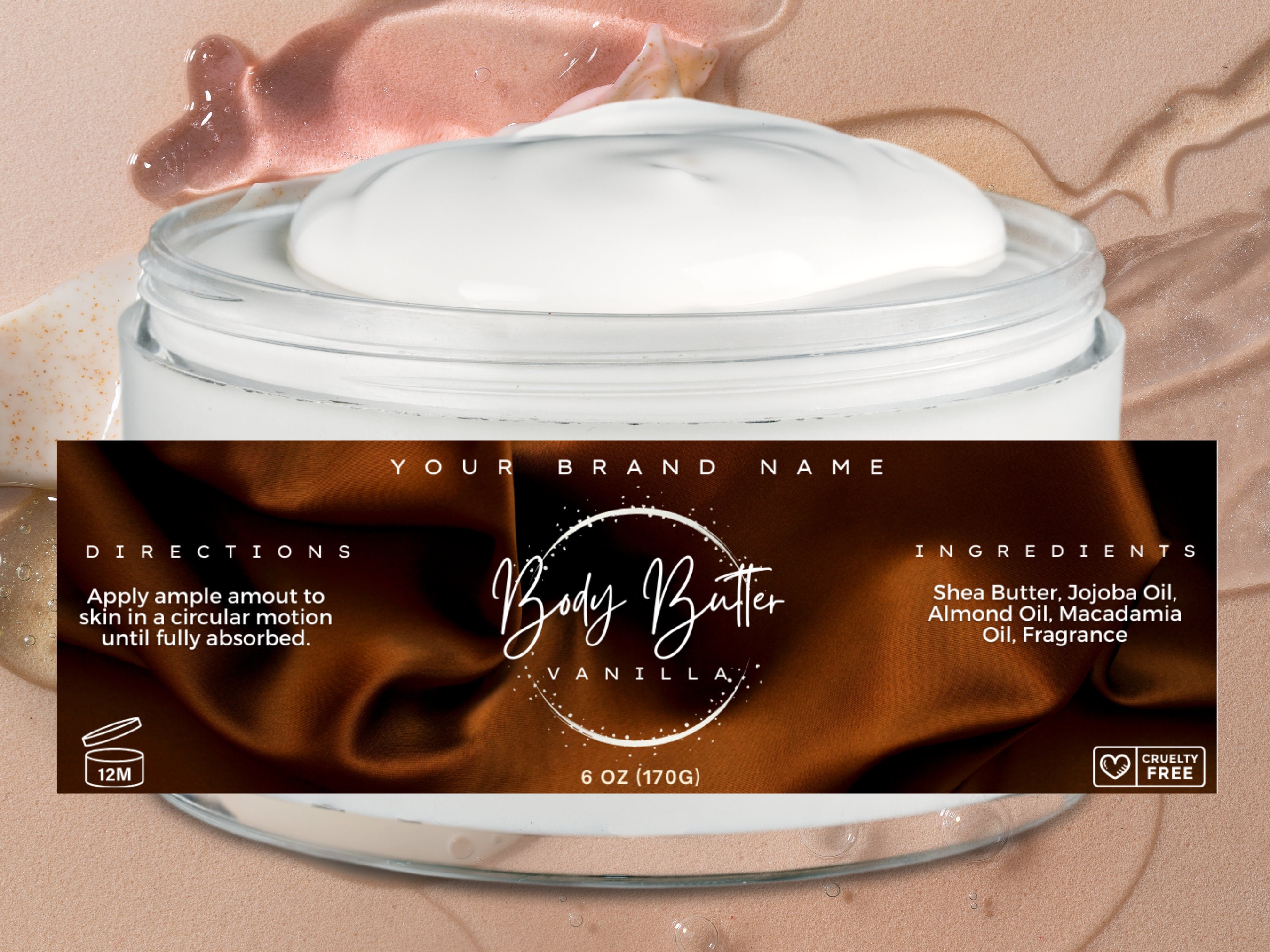 Body Butter Label Template, Printable Product Label for Skincare ...