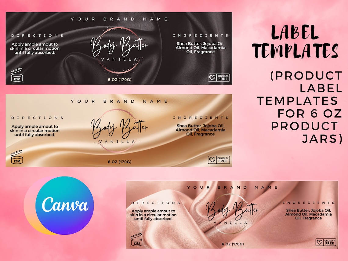 Body Butter Label Template, Printable Product Label for Skincare, Custom Sticker Labels, DIY ...