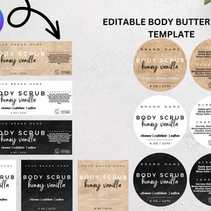 Editable Body Scrub Jar Label Template, Canva Sugar Scrub Product Label ...