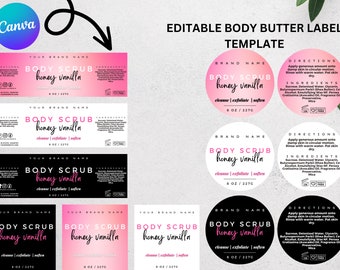 Printable Body Butter Labels Template, Editable in CANVA Holiday ...