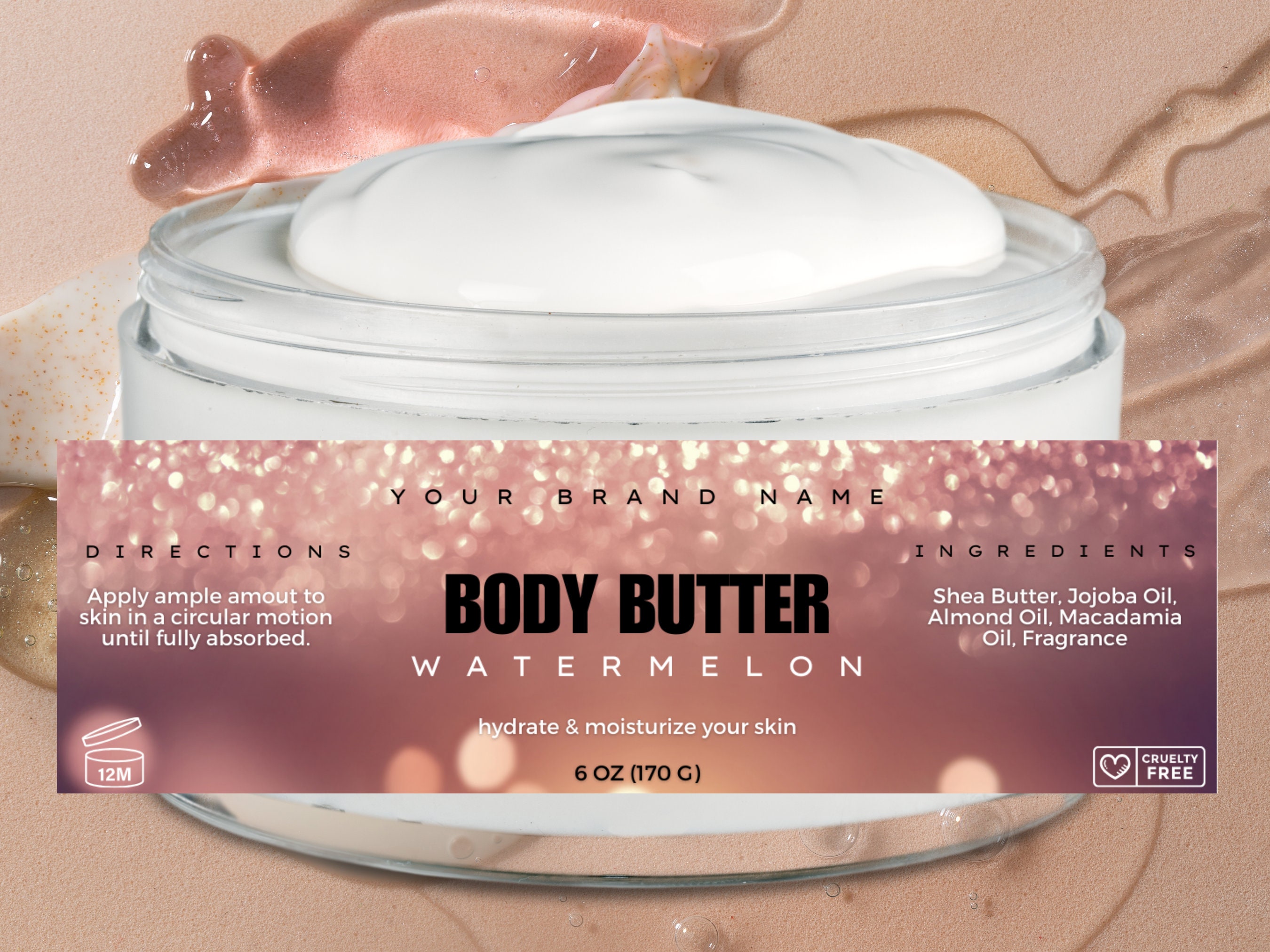 Body Butter Label Template, Printable Product Label for Skincare ...