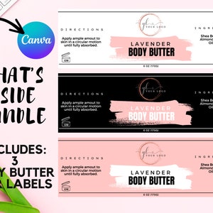 3 Body Butter Label Templates, Custom Sticker Labels, Canva Product ...