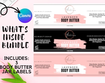 Printable Body Butter Labels Template, Editable in CANVA Holiday ...