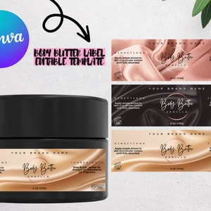 DIY Body Butter Label Template, Printable Product Jar Wrap Label for ...