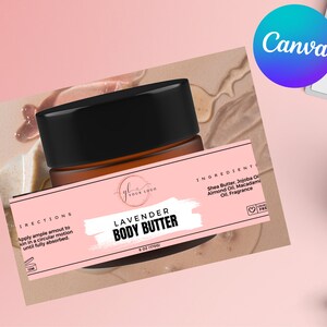 3 Body Butter Label Templates, Custom Sticker Labels, Canva Product ...