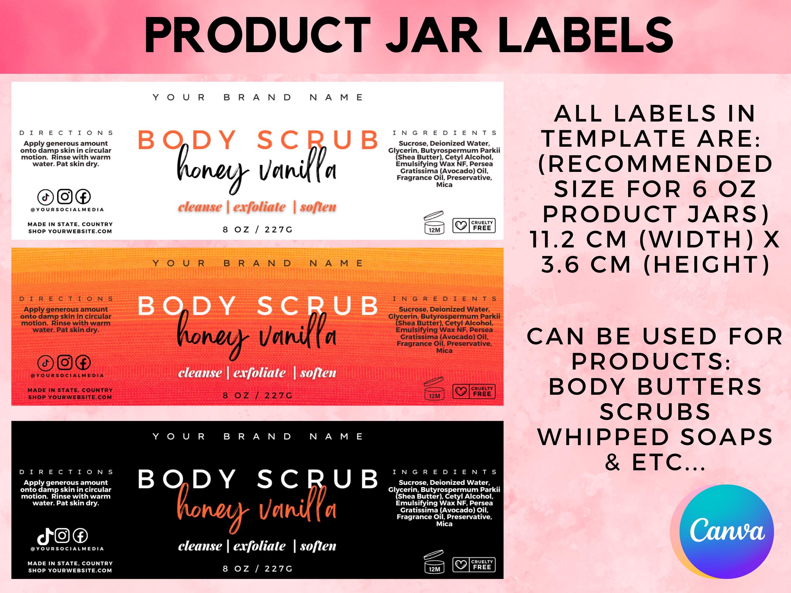 Editable Body Scrub Label Template, Printable Product Jar Label (canva ...
