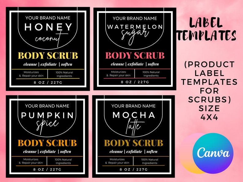 Body Scrub Label Editable Template, Printable Sugar Scrub Labels ...