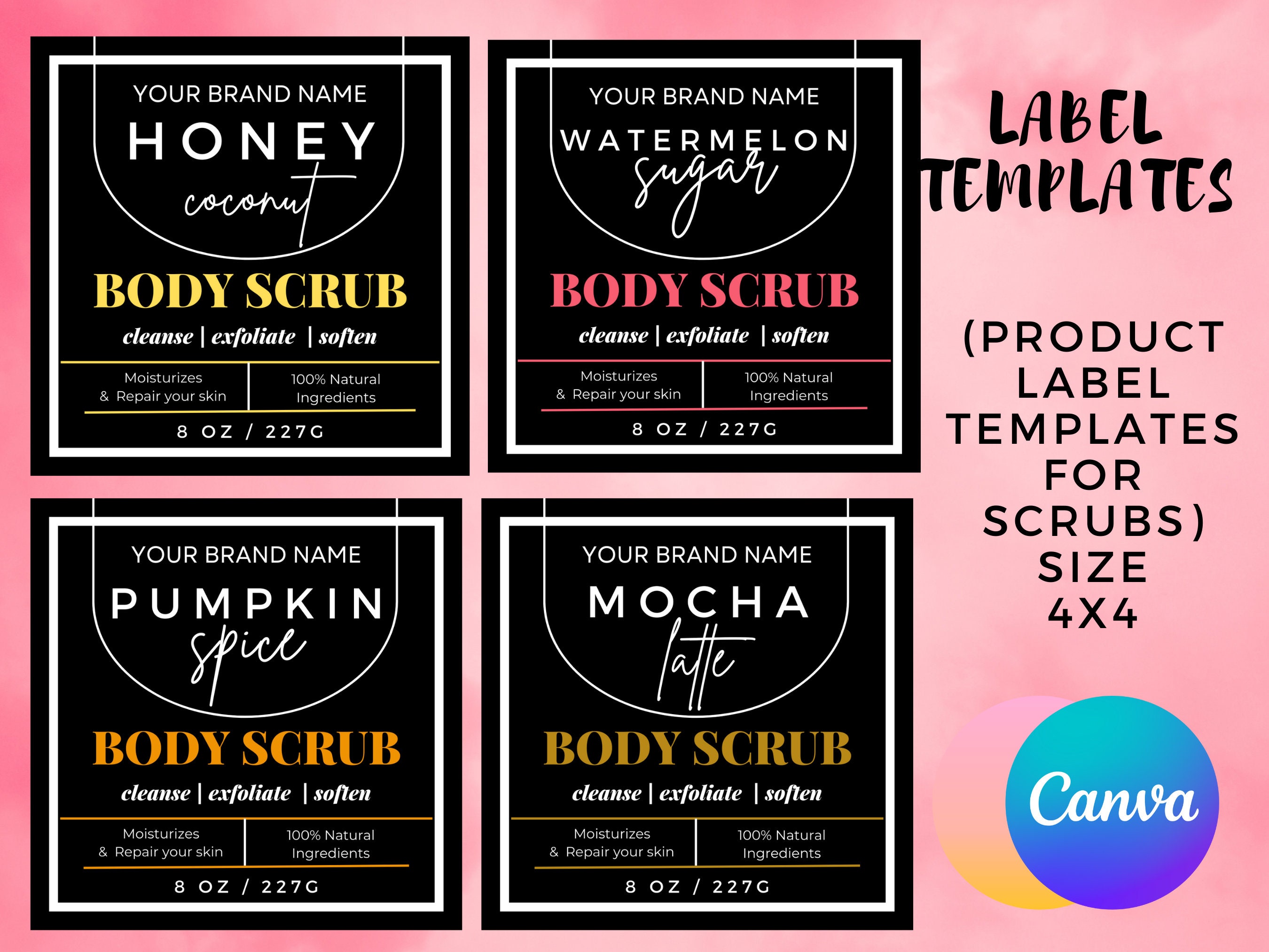 Body Scrub Label Editable Template, Printable Sugar Scrub Labels ...