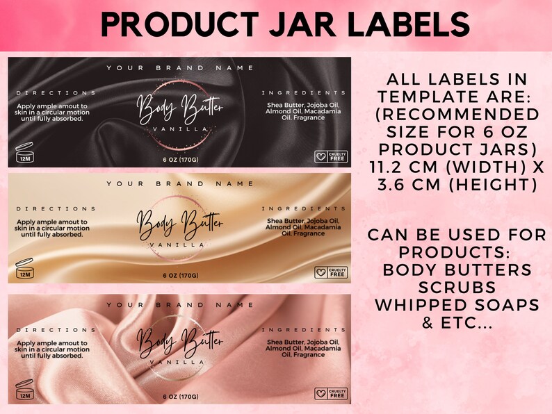 Body Butter Label Template, Printable Product Labels for Skincare, Custom Sticker Labels, DIY ...