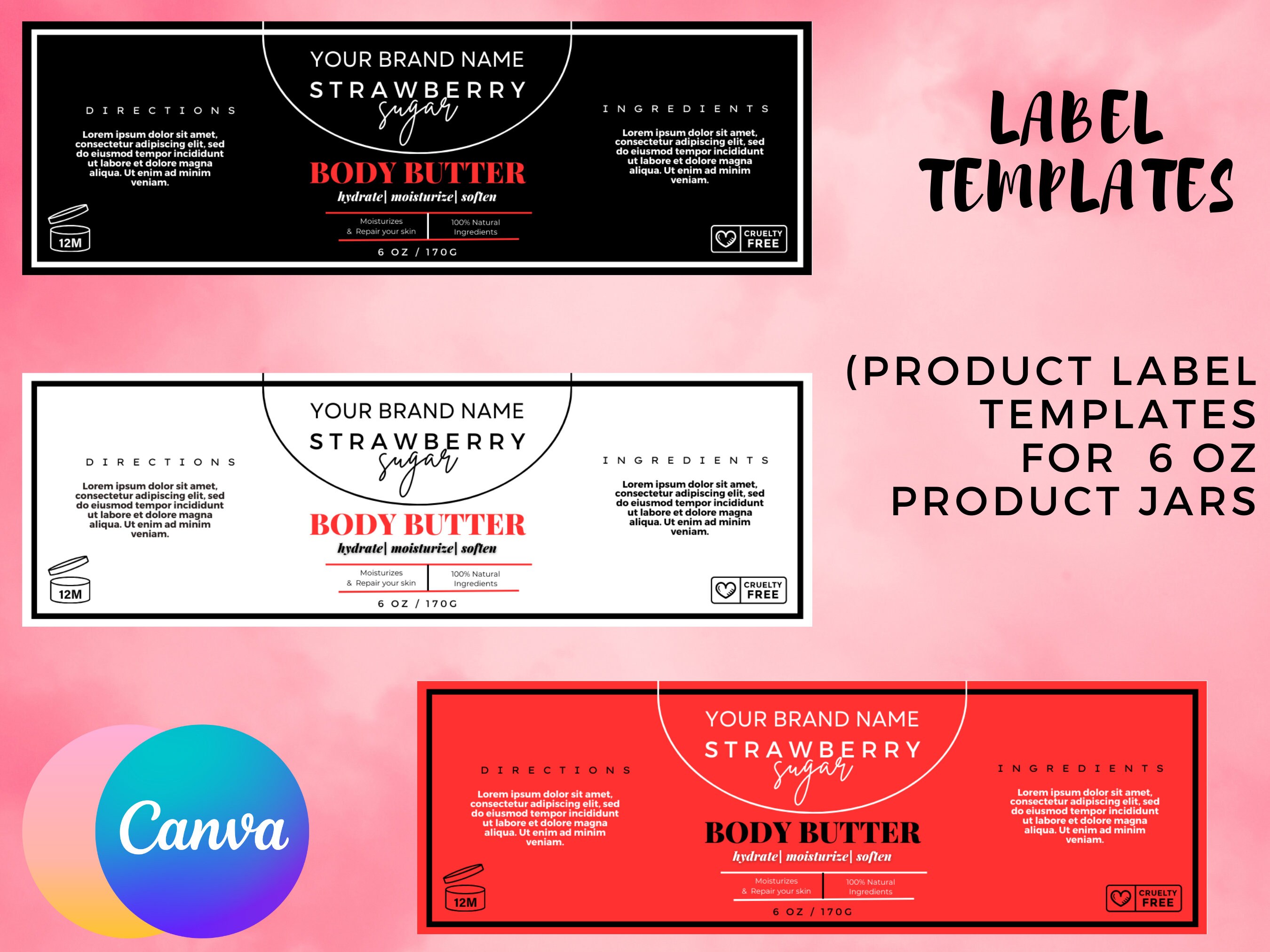Body Butter Label Template, Editable Skincare Product Label (canva) - Etsy