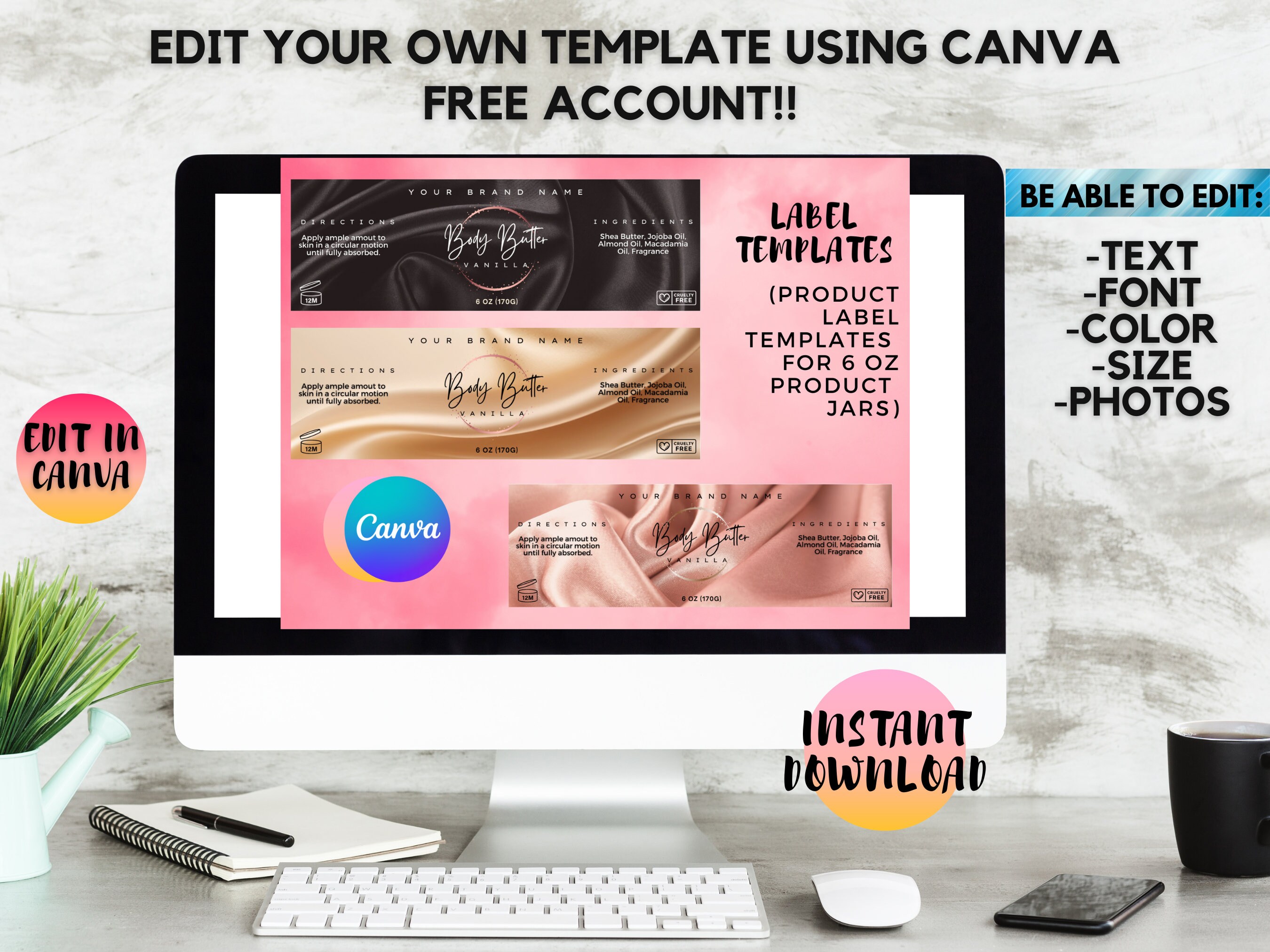 Body Butter Label Template Printable Product Label for - Etsy