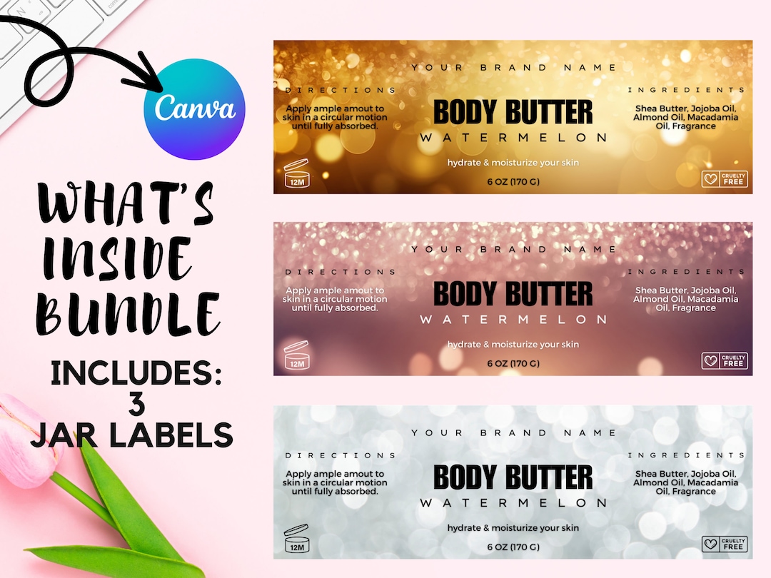 Body Butter Label Template, Printable Product Label for Skincare ...